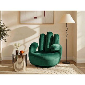 Vente-Unique Fauteuil main pivotant CATCHY en velours - Vert sapin