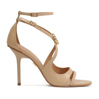 Kazar Elegante Sandalen mit Absatz und &uuml;berkreuzten Riemen und Monogramm - - Shoes - Damen - Beige - 38 EU