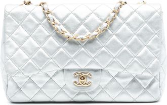 Chanel Silver Jumbo Classic Metallic Lambskin Single Flap
