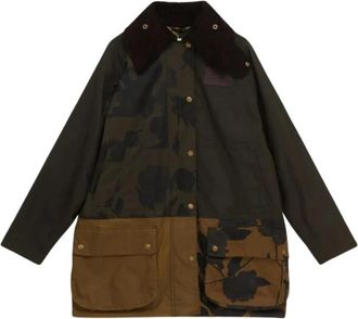 Barbour Femme, Vestes, Vert, Taille: 38 FR Veste en cire Beauflower en Kaki