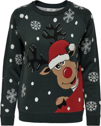 Jacqueline de Yong JDY Damen Weihnachts Strick-Pullover JDYLucia 15238375 Green Gables S