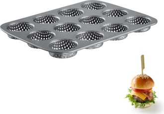 Westmark Burger Brötchen Backform, Für 12 Burger Buns, Ø je 6 cm, Stahl, antihaft-beschichtet, Mini, Anthrazit, 32712260