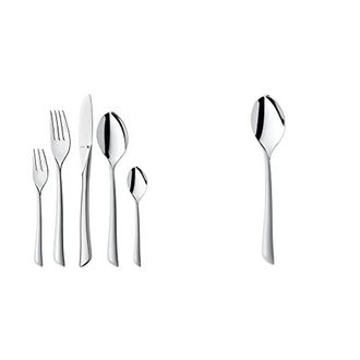 WMF Virginia Edelstahl Besteck Set 6 Personen, Essbesteck Set 30 teilig Hohlheftmesser & Virginia Kaffeelöffel, Teelöffel 13,2 cm, Cromargan protect Edels