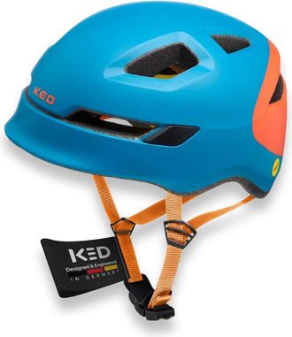 KED Cycling Pop II Lite Kinder Fahrradhelm Mit Ultraleichtem Design Und Sicherem K-FIT System - Bequemer Helm F&uuml;r Schule Und Freizeit | Farbe: Petrol Orange Matt 