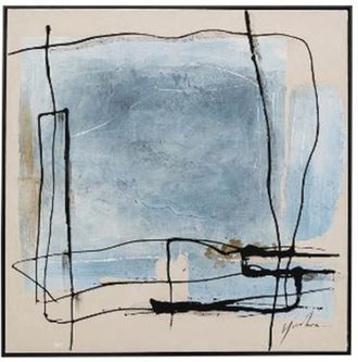 Kare Design Design Leinwandbild Dust, Blau, Wandbild, Wandkunst, Abstrakt, Mit Holz Rahmen, Handgemalt, 75x55 cm