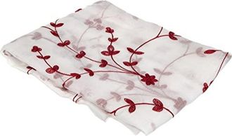 Douceur d'Intérieur 1 Paar Gardinen mit Schlaufen (2 x 60 x 120 cm), kleine Blume, Weiß/Rot, Voile, sandgestrahlt, Bestickt