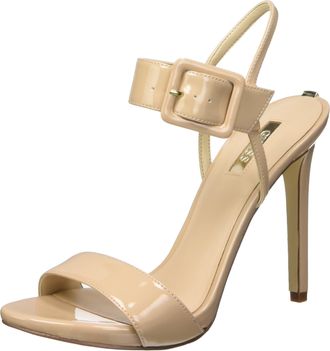 Guess Guess Damen Abbie2 Patent Pu T-Spangen Pumps, Beige Nude, 37 EU