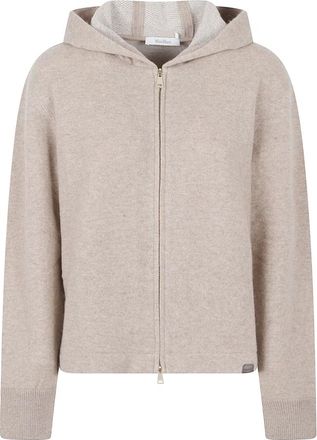 Max Mara Femme, Sweatshirts et sweats &agrave; capuche, Beige, Taille: 42 FR Vals Hooded Cardigan