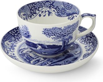 Portmeirion Home & Gifts Spode Blue Italienische Jumbo-Tasse und Untertasse (Blau & Weiß, 0,56 l/20 fl.oz)