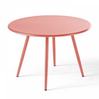 Oviala Table basse de jardin ronde en m&eacute;tal argile 40 cm - Palavas