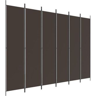 vidaXL 6-tlg. Paravent Braun 300x220 cm Stoff Vidaxl