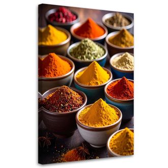 Feeby Wandbilder - Bilder Esszimmer - Gew&uuml;rze und Kr&auml;uter in Schalen - 30x45 1tlg - K&uuml;che Bild Gro&szlig; - Wohnungs - Foto Geschenk - Leinwand Wall Art - Wand De