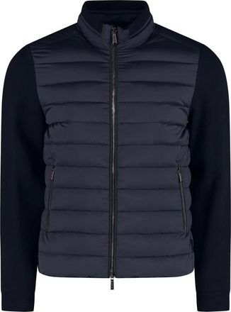 Moorer Homme, Vestes, Bleu, Taille: L Cardigan avec panneaux rembourr&eacute;s et ourlet &agrave; cordon