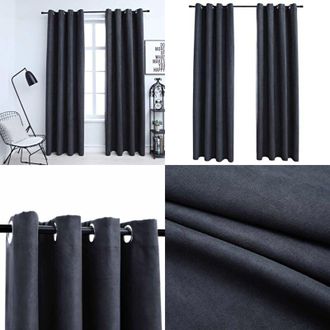 vidaXL Verdunkelungsvorh&auml;nge mit Metall&ouml;sen 2 Stk. Anthrazit 140x225cm - Elegante Vorh&auml;nge - Wohnraumdekoration - Gardinen - Vorhangstoffe