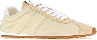 Miu Miu Womens Cream Fabric And Suede Sneakers Burro Ballerine Flat Shoes