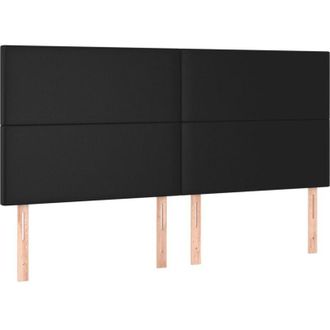 vidaXL Led Kopfteil Schwarz 180x5x118/128 cm Kunstleder Vidaxl