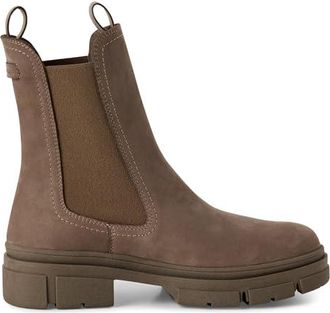 Infinity Leather Bottines Chelsea classiques hautes &agrave; Enfiler en Cuir Marron Taupe Dune Pour Femme