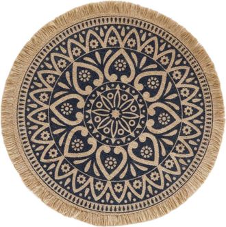 DOITOOL Rundes Jute Tischset mit Quasten 40cm Durchmesser Filigranes Platzset f&uuml;r Esstisch und Wohnraumdekoration Formstabil und Vielseitig Einsetzbar