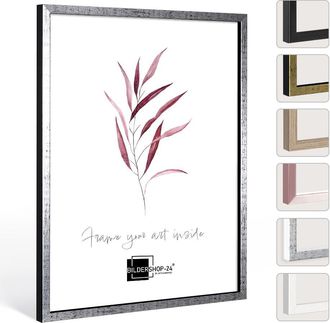 Bildershop-24 Bilderrahmen Posterrahmen NEO in Schwarz Silberglanz Antik 40 X 50 cm ANTIREFLEX