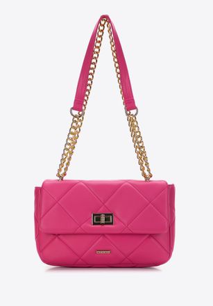 Wittchen Damenhandtasche, gesteppt mit Quadraten an einer Kette, rosa &Ouml;ko-Leder