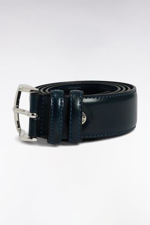 Eden Park Ceinture En Cuir Lisse Marine &Agrave; Double Passants