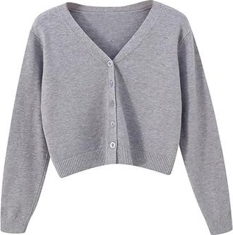 Generic Cardigan court pour robes, cardigans courts pour femme, couleur unie, v&ecirc;tements dext&eacute;rieur tricot&eacute;s &agrave; manches longues, &eacute;l&eacute;gants, courts, confortables,