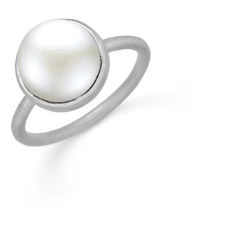 Frk. Lisberg Femme, Accessoires, Gris, Taille: 56 MM Bague classique en argent avec perle deau douce blanche