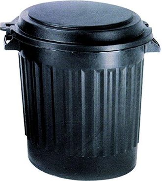 Eda 13001 NO PX60 Abfalleimer, 80 l, mit flachem Deckel, Polypropylen, Schwarz, Ma&szlig;e &Oslash; 51 x H 67 cm