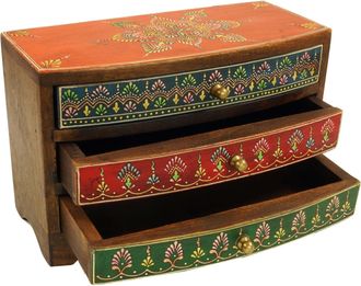 Guru Shop Kleines Apothekerschr&auml;nkchen, Schmuckk&auml;stchen, Handbemaltes Schubfachschr&auml;nkchen - Modell 5, 16x25x11 cm