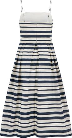 Lauren Ralph Lauren Striped Cotton Blend Midi Dress - Navy