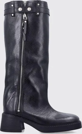 Miista Bottes de motard hauteur genou en cuir avec zip lat&eacute;ral