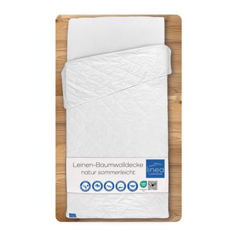 Linea by b&ouml;hmerwald - nature - Leinen- / Baumwolledecke sommerleicht, 155x220, 60% Leinen / 40% Baumwolle, Allergiker geeignet, waschbar schonend bis 40&deg;C, 