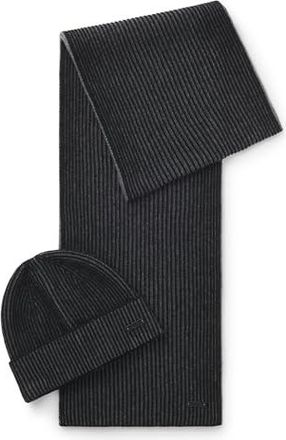 BOSS Hommes Ercole SET Coffret cadeau avec bonnet et écharpe en maille bicolore