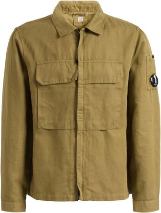 C.P. Company C.p. Company, Homme, Vestes, Vert, Taille: L Veste &agrave; Col Chemise
