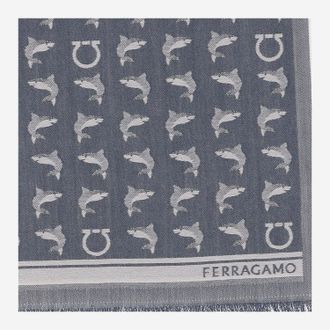 Ferragamo Mens Scarf Washed Denim Wool Scarfs