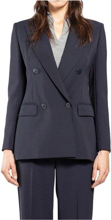Max Mara Femme, Vestes, Bleu, Taille: 36 FR Blazer Ajust&eacute; en Cr&ecirc;pe de Laine