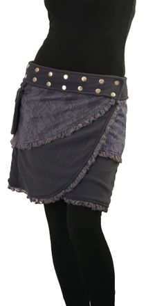 Purewonder Damen Wickelrock aus Fleece Winterrock Rock sk240 Grau Einheitsgr&ouml;&szlig;e Verstellbar