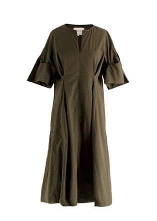 STUDIO NICHOLSON Cotton Poplin Olive Midi Dress Size XS