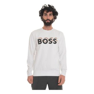 HUGO BOSS Logo Crewneck Sweatshirt Langarm - - Sweatshirts & Hoodies - Herren - Wei&szlig; - L