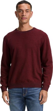 Tom Tailor Herren 1047570 Strickpullover aus Bio-Baumwolle, 38771-Samba Red Navy Twotone, 3XL