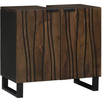 vidaXL Meuble Sous Lavabo avec &eacute;tag&egrave;re Marron, Noir 62 x 33 x 58 cm Vidaxl
