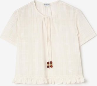 Burberry Chemisier en voile de coton Check, Size: 04