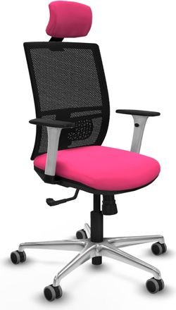 Piqueras y Crespo Yunquera Schreibtischstuhl mit wei&szlig;en und schwarzen Armlehnen, h&ouml;henverstellbare Lendenwirbelst&uuml;tze und h&ouml;henverstellbares Kopfteil, Schwarz/Rosa