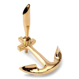 NKlaus Penhalter Anker Messing massiv gold maritimer Kugelschreiberst&auml;nder Tischdeko 11728