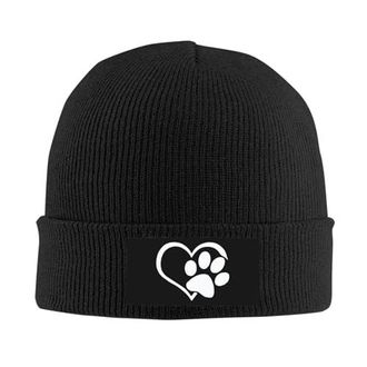 Generic Slouch Bonnet Tricot&eacute;, Empreinte de Patte de Chien, Unisexe Chapeau Tricot&eacute;, Tricoter Chapeau pour Cyclisme, Ski, Sports