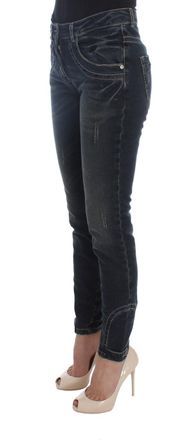 Ermanno Scervino Womens Blue Cotton Blend Slim Fit Jeans Clothing