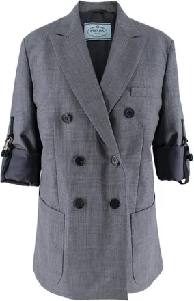 Prada Grey wool Prince of Wales checked blazer Size XS