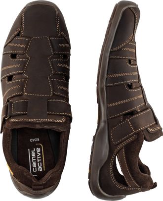 Camel Active Herren Sandalen aus echtem Leder Dunkelbraun, menswear-42