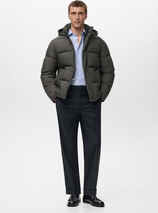 Mango Anorak court matelass&eacute; d&eacute;perlant gris - Homme - XXL - MANGO MAN