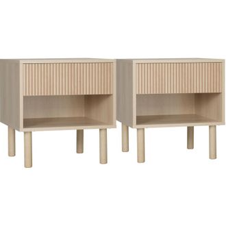HOMCOM Table de chevet table de nuit design Urban Craft - tiroir coulissant, niche - pi&egrave;tement cylindrique - panneaux particules aspect bois clair